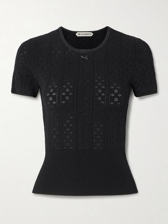 J.W.Anderson T-shirt En Mailles Pointelle Recyclées À Noeud - Noir