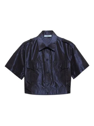 Prada chemise crop en taffetas - Bleu