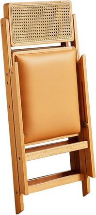 Generic Klappbarer, platzsparender Klappstuhl mit R&uuml;ckenlehne, gepolsterter Sitzfl&auml;chenstuhl, Nan Bambus-Rattan-Massivholz-Klappstuhl of(Color:Originalholz)