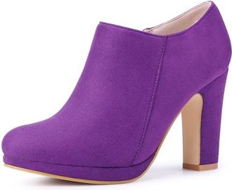 Allegra K Bottines à bout rond et plateforme pour femmes Mauve 41