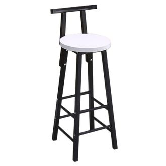 Generic Barhocker aus Massivholz mit R&uuml;cken- und Fu&szlig;st&uuml;tze, robuste Metallbeine f&uuml;r K&uuml;cheninsel, Esszimmer, Kneipe, Party - stilvoller Tresenstuhl