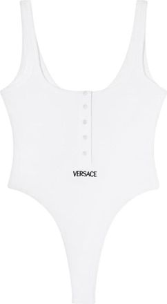 Versace Femme, Maillots de bain, Blanc, Taille: 40 FR Haut c&ocirc;tel&eacute; en coton