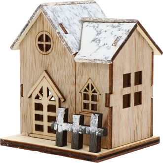 Cabilock Ciieeo LED Leuchtendes Holzhaus Weihnachten Kleine Holzhausverzierung mit LED Kreative Weihnachtsdekoration f&uuml;r Innenbereich Tischdeko Wohnzimmer Weih