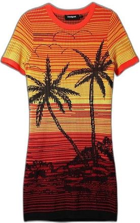 Desigual Femme, Robes, Multicolore, Taille: 44 FR Robe Midi en Viscose Rouge