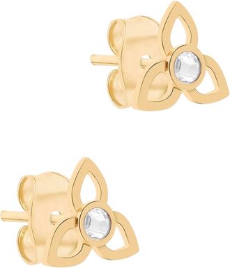 Tamaris Ohrring - Ohrstecker aus Edelstahl im Bl&uuml;tendesign mit Zirkoniastein - IP Gold - 0,8 cm - wasserfest & hautfreundlich