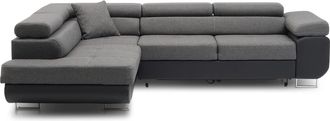 Generic Ecksofa Rigatto 270x200 mit Schlaffunkction mit verstellbaren Kopfst&uuml;tzen Stoff + &Ouml;ko-Leder (LUX 06 + Soft 11 Links)