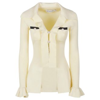 Self Portrait Viskose-Strick-Bindetop - - Knitwear - Damen - Gelb - L
