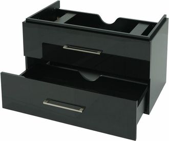 Hhg jamais utilisé] Premium Meuble sous-lavabo 245, meuble sous-lavabo Meuble de salle de bain, brillant 90cm, noir