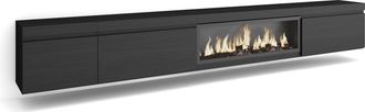 Skraut Home | TV-Schrank, Lowboard | f&uuml;r Wohnzimmer und Esszimmer | 317x45x35 cm | Elektrokamin XXL | H&auml;ngend | Moderner Stil | Schwarz