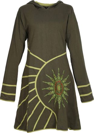 Purewonder Alternatives Kleid Kapuzenkleid mit Mandala dr77 Gr&uuml;n L