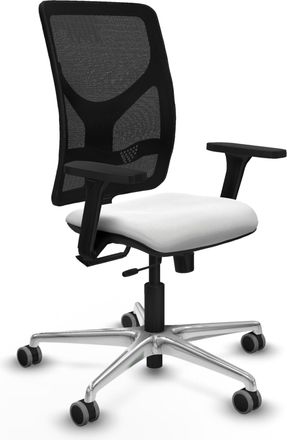 Piqueras y Crespo Schreibtischstuhl mit wei&szlig;en Rollen, mit 3D-Armlehnen, h&ouml;henverstellbare Lendenwirbelst&uuml;tze, ausgestattet mit Syncro/Traslack und Schneideschaum, Schw