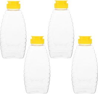 Angoily 4 St&uuml;cke Honig Quetschflasche 500 ml Honigflasche Squeeze Bottle &Ouml;l Squeeze Flasche Ahornsirupspender Kunststoff-Quetschflasche f&uuml;r Honigflaschen Mayo