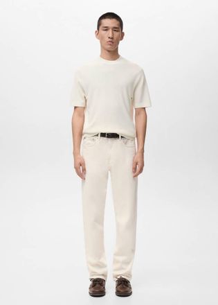 Mango T-shirt maille coton blanc cass&eacute; - Homme - XL - MANGO MAN