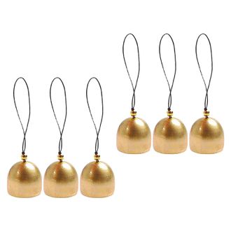 Artibetter 6st&uuml;cke Mini-h&auml;ngeglocken Kleine Dekorative Gl&ouml;ckchen mit Vintage-glockenschnur als Fenster oder T&uuml;rglocken f&uuml;r Haus und Garten Handgefertigt aus Mess