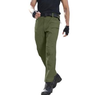 Generic Pantalon tactique pour homme - Coupe ajustée - Plusieurs poches - Durable - Extensible - Pour le camping, la randonnée - Avec poches zippées, Vert, XX