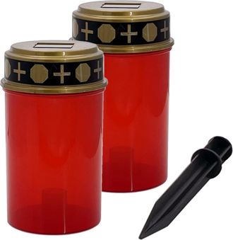 Bonetti 2er Pack Solar Grablicht mit Erdnagel in rot oder weiß mit warm-weißer LED Beleuchtung (rot)