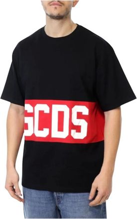 GCDS Gcds, Homme, Tops, Noir, Taille: M Band Logo Loose SS T-Shirt