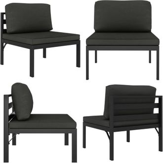 vidaXL Modular-Sofa-Mittelteil mit Kissen Aluminium Anthrazit - Gartensorgsofa - Aluminiumgartenm&ouml;bel - Outdoor Lounge - Balkonm&ouml;bel - Sofamitteil - Home &