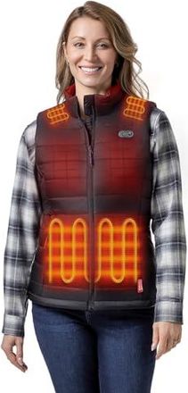 Ororo Gilet Chauffant Femme &agrave; 7 Zones et Double Commande, avec Batterie Externe et Chauffage des &Eacute;paules - Chargeur Non Inclus (Noir Neutre, XS)