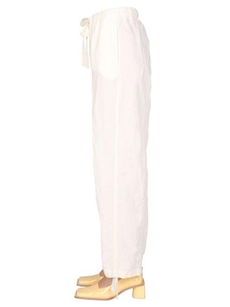 Jil Sander Linen Cotton Drawstring Trousers - White
