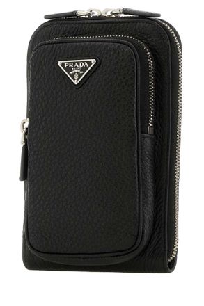 Prada Mens Black Leather Phone Case Nero Calfleather Cover Accessory