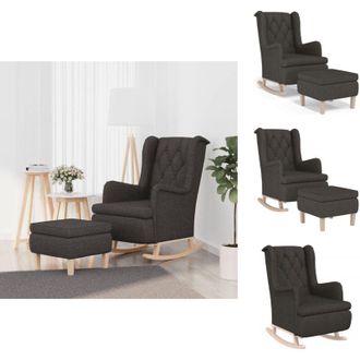 vidaXL Schaukelsessel mit Hocker Dunkelgrau Stoff - Schaukelsessel - Relaxsessel - Wohnzimmersessel - Bequemer Sessel - Sessel Mit Hocker