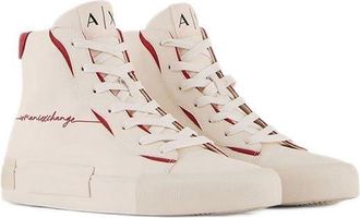 A|X Armani Exchange Damen Contrast Logo line, high top Sneaker, White/Red, 36 EU
