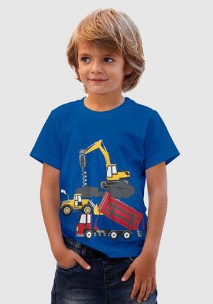 Kidsworld T-Shirt mit coolen BAUMASCHINEN Print Kurzarm, Basic-Passform, bedruckt, Rundhalsausschnitt