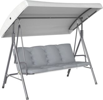 OUTSUNNY Balancelle de Jardin 3 Places - Outsunny - Toit Inclinaison r&eacute;glable &eacute;pais Coussins Amovibles - Polyester Acier &eacute;poxy - marron clair