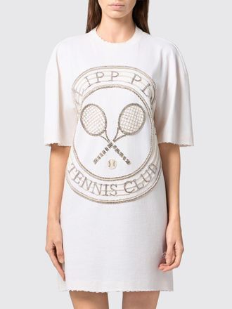 Philipp Plein Mini-robe fourreau en coton Tennis Club avec logo en strass