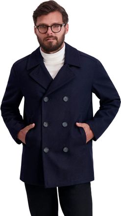 Nautica Herren Peacoat Zweireihiger Wintermantel aus Wollmischung Erbsenmantel, Dunkles Marineblau, S