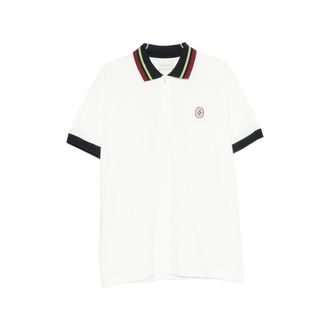 Dr&ocirc;le de Monsieur Logo-embroidered Striped-collar Polo Shirt
