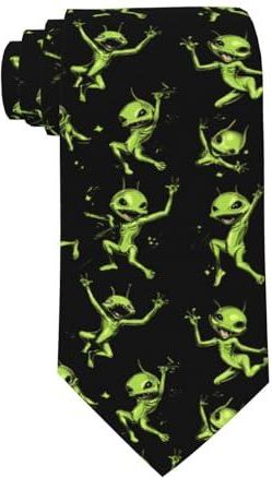 Generic Les Extraterrestres Verts Dans Différentes Poses Cravate Polyvalente Cravate Homme Décontractée Cravates Hommes Pour Fêtes Femmes Adultes