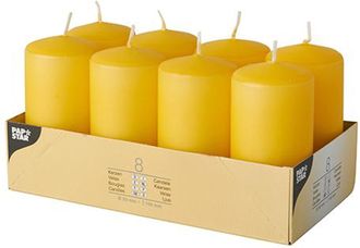 Papstar 1 Karton = 6x8 Stumpenkerzen Ø 50 mm · 100 mm goldgelb 17986