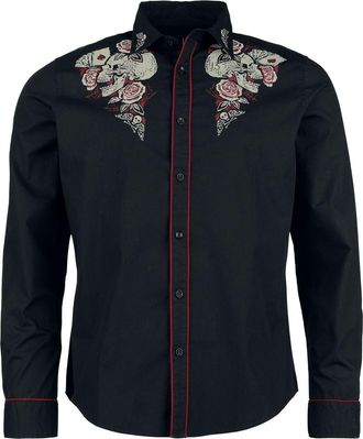 Rock Rebel by EMP Herren schwarzes Langarmhemd mit Logo-Label und Print XXL