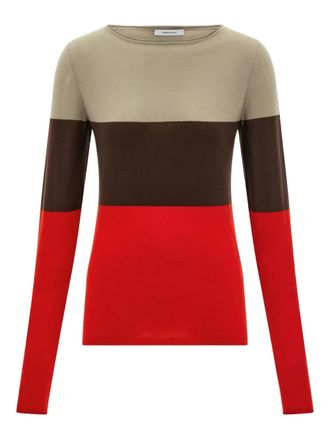 Ferragamo haut colour block &agrave; languette m&eacute;tallique - Rouge