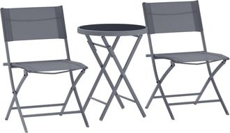 OUTSUNNY Ensemble jardin 2 personnes pliable - ensemble bistrot de jardin 3 pi&egrave;ces - m&eacute;tal &eacute;poxy gris