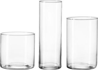 Ritzenhoff & Breker Leonie Vasen-Set 3-teilig, Glaszylinder in 3 Gr&ouml;&szlig;en, Vielseitig einsetzbar: Blumenvase, Windlicht und Deko-Objekt, Sp&uuml;lmaschinenfest, Glas, Klar