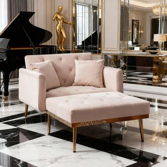 Generic Moderne Stil Sessel, verstellbare Rückenlehn Liegestuhl, Klappsofa Stuhl, geeignet für Wohnzimmer Schlafzimmer Studie Zimmer Sessel(beige)