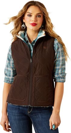 Ariat Womens Dilon 2.0 Reversible Insulated Gilet in Mole, Size X-Large, by Ariat