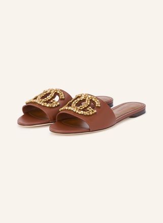 Dolce & Gabbana Pantoletten Mit Schmucksteinen braun
