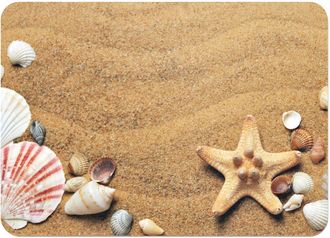 Fabulous Platzsets, weiche Unterseite aus Kork, Deckchen, Muschel, Seestern, Sand, Strand, Meer, Urlaub, groß, 39,5 x 28,5 cm, 4 Stück