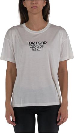 Tom Ford Femme, Tops, Blanc, Taille: 36 FR T-Shirt en Jersey de Soie