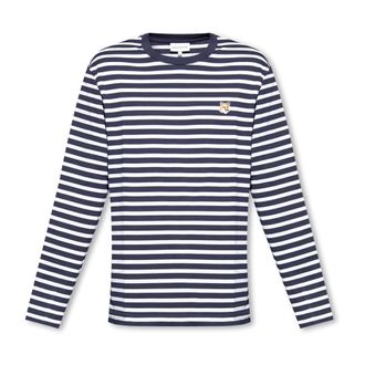 Maison Kitsun&eacute; Fox Head Patch Marin T-Shirt - - Tops - Herren - Mehrfarbig - XL
