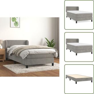 vidaXL Boxspringbett mit Matratze Hellgrau 90x190 cm Samt - Samtbett - Boxspringbett - Doppelbett - Schlafzimmerm&ouml;bel - Luxusbett