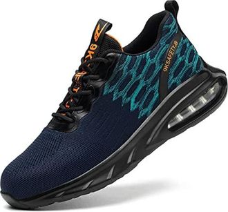 Pangolin Chaussure de Securité Homme Femme Bottes Travail Chantiers Industrie Sneakers Protection Embout en Acier Basket de Sports Legere Bleu 45 EU