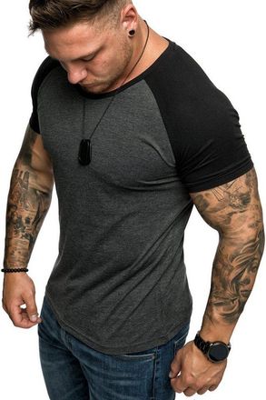 Amaci & Sons T-Shirt SALEM Basic Raglan T-Shirt mit Rundhalsausschnitt Herren Basic Raglan Shirt mit Rundhalsausschnitt