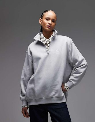 adidas Originals Essentials - Sweat &agrave; col zipp&eacute; - Gris