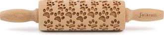 Folkroll Teigrolle 3D Motiv Hundepfoten junior 23,5 cm Buchenholz