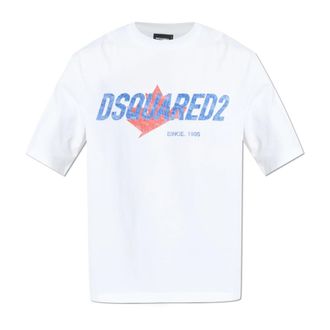 Dsquared2 Homme, Tops, Blanc, Taille: XS T-Shirt avec Logo Imprim&eacute;